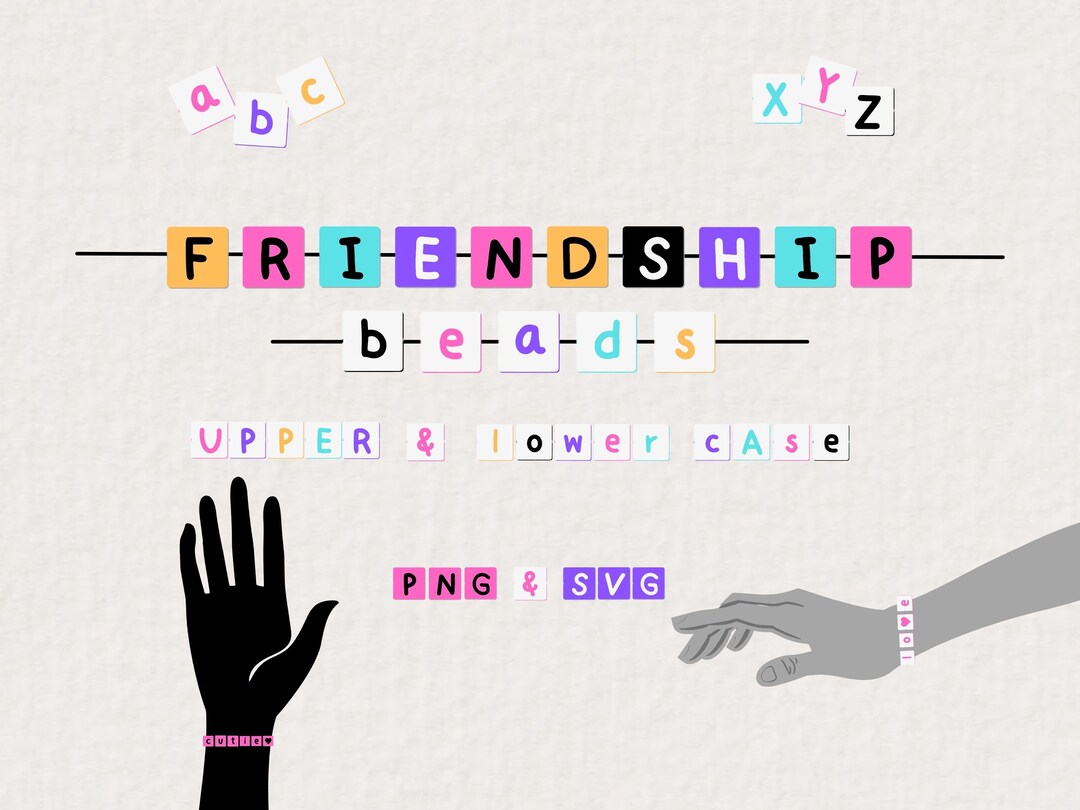 Beaded Bracelet Clipart, Square Friendship Beads SVG, Alphabet Letters ...