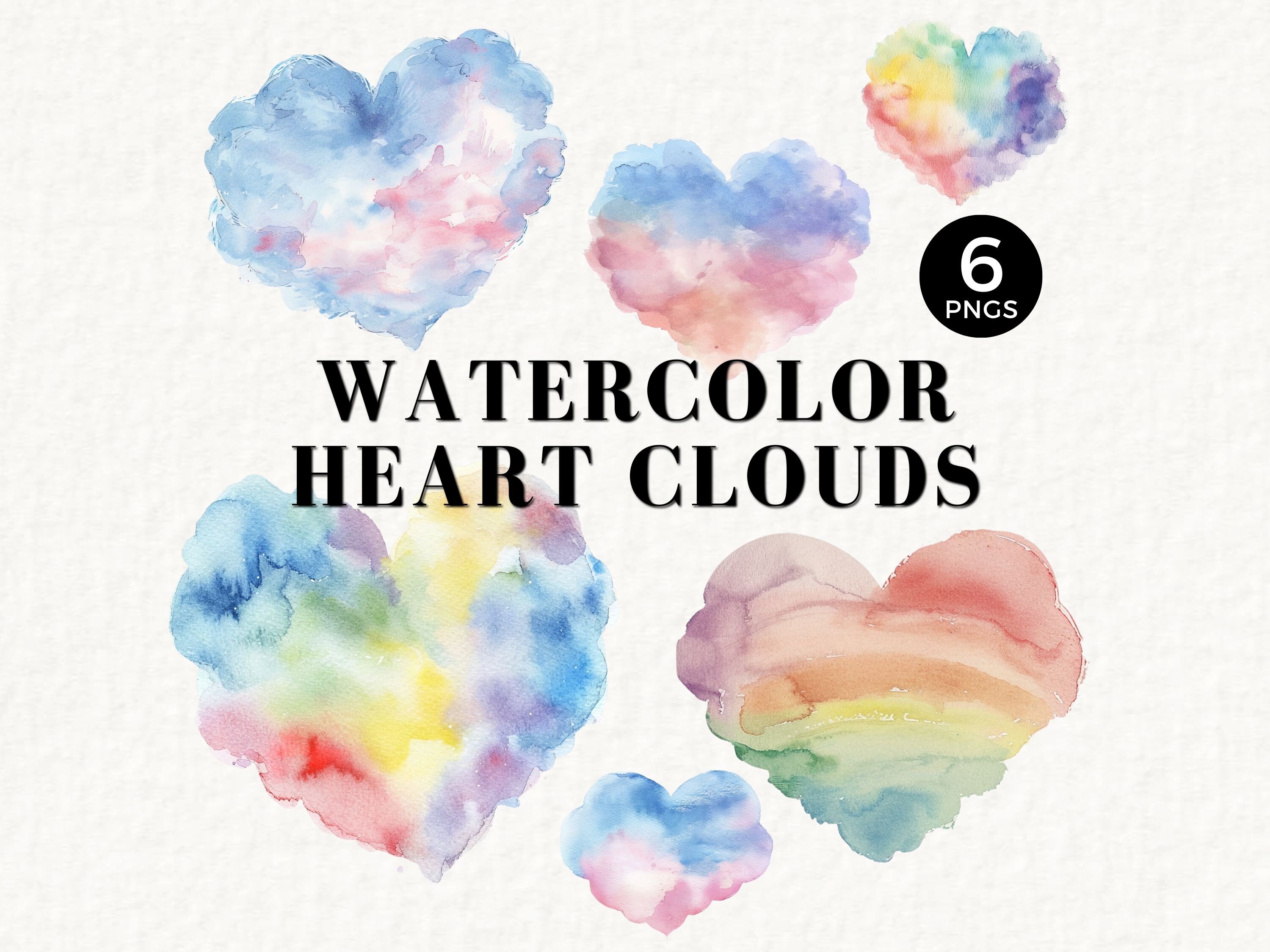 Rainbow Watercolor Heart Cloud Clipart, She's on Cloud 9 Bridal Clipart ...