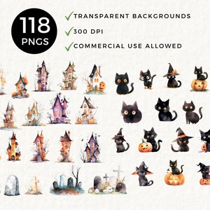 Cute Halloween Clipart Mega Bundle Commercial Use, Clip Art, Black Cat ...