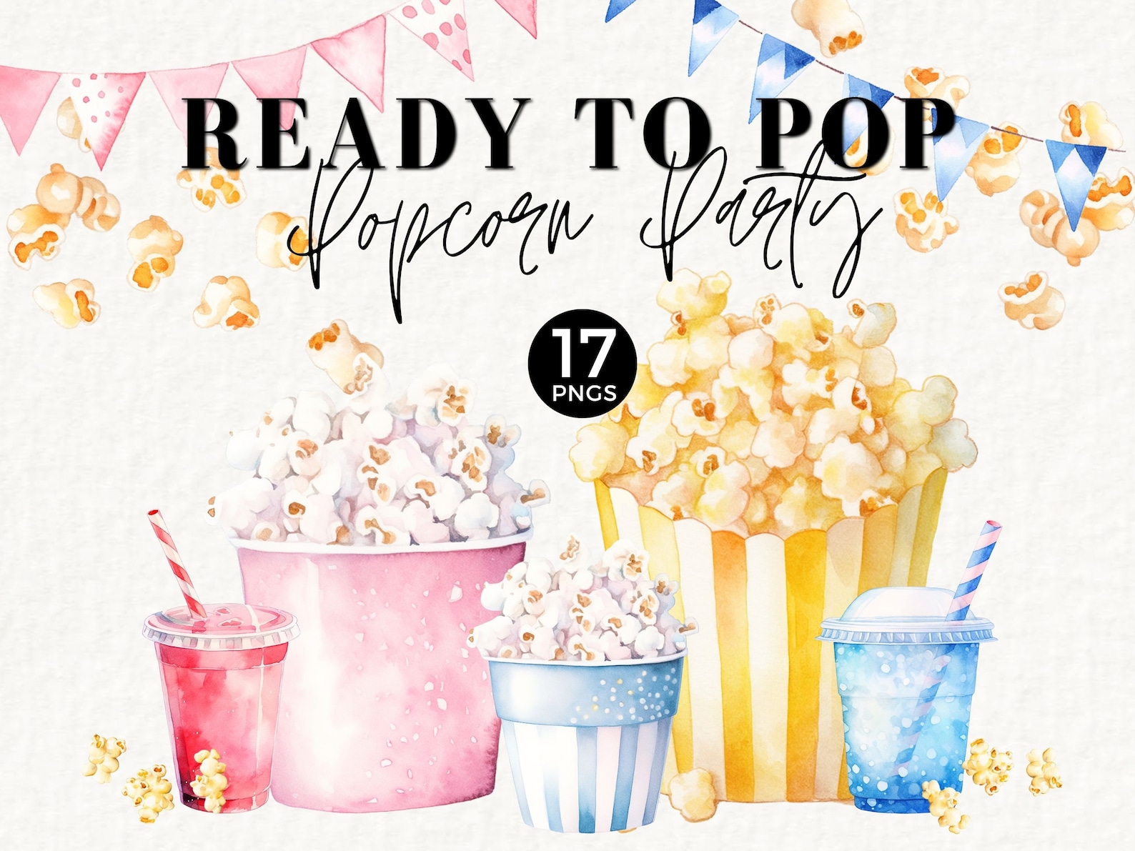 Ready to Pop Baby Shower Clipart, Popcorn Clipart, Pink or Blue, He or ...