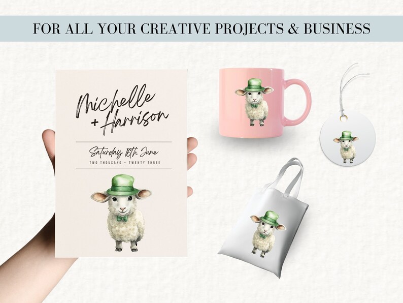 St Patricks Day Animals Clipart, Funny Sheep in Green Hats, Shamrock ...