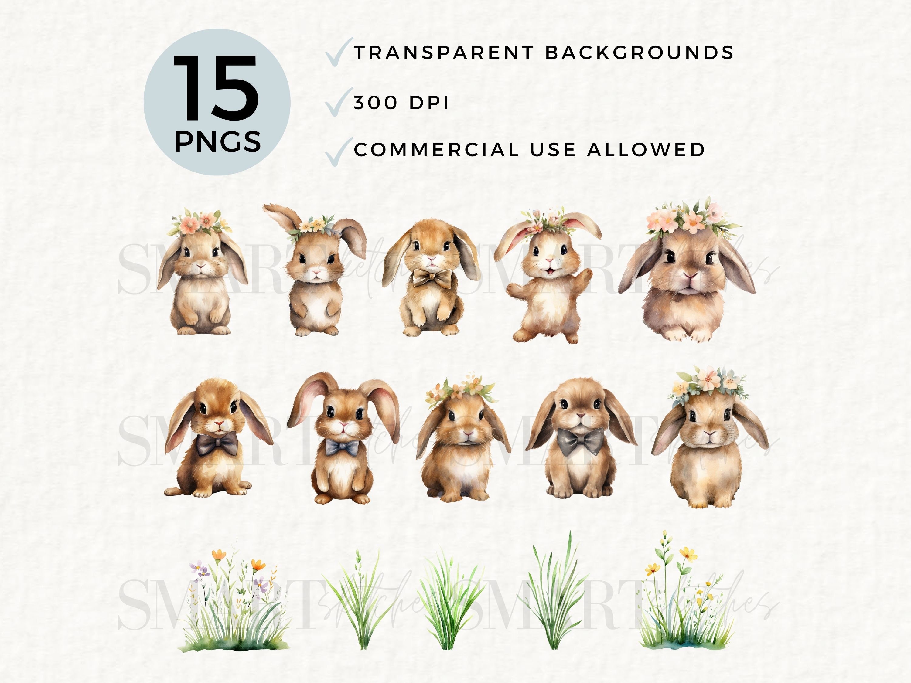Holland Lop Rabbit Illustration, Watercolor Cute Easter Bunny Clipart ...