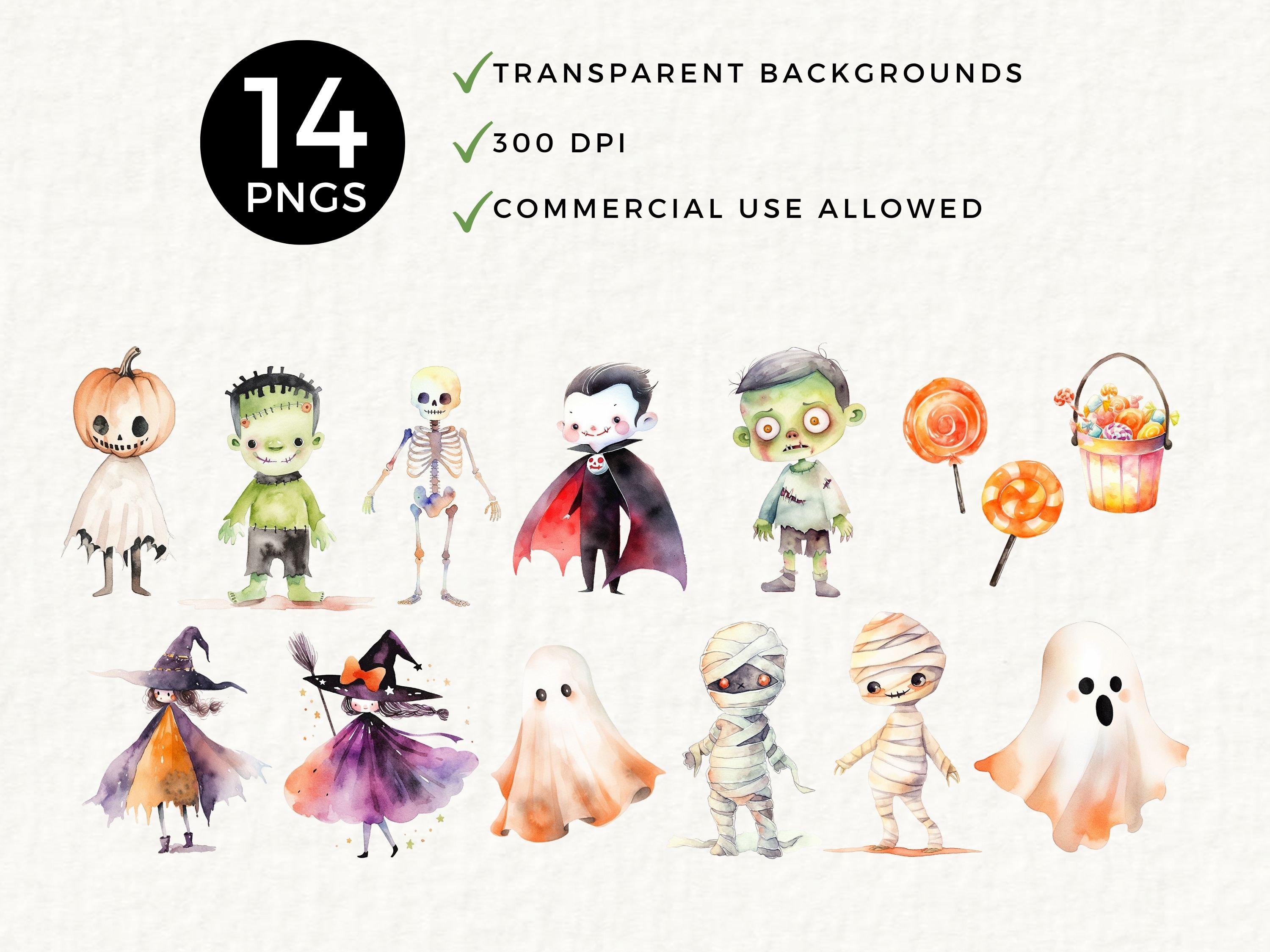 Cute Halloween Clipart Commercial Use, Halloween Characters, Zombie ...
