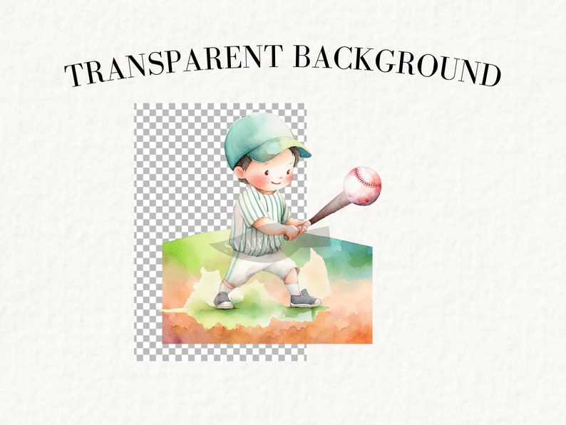 Baseball Watercolor Clipart, Kids Playing Baseball, Boys Baseball PNG ...