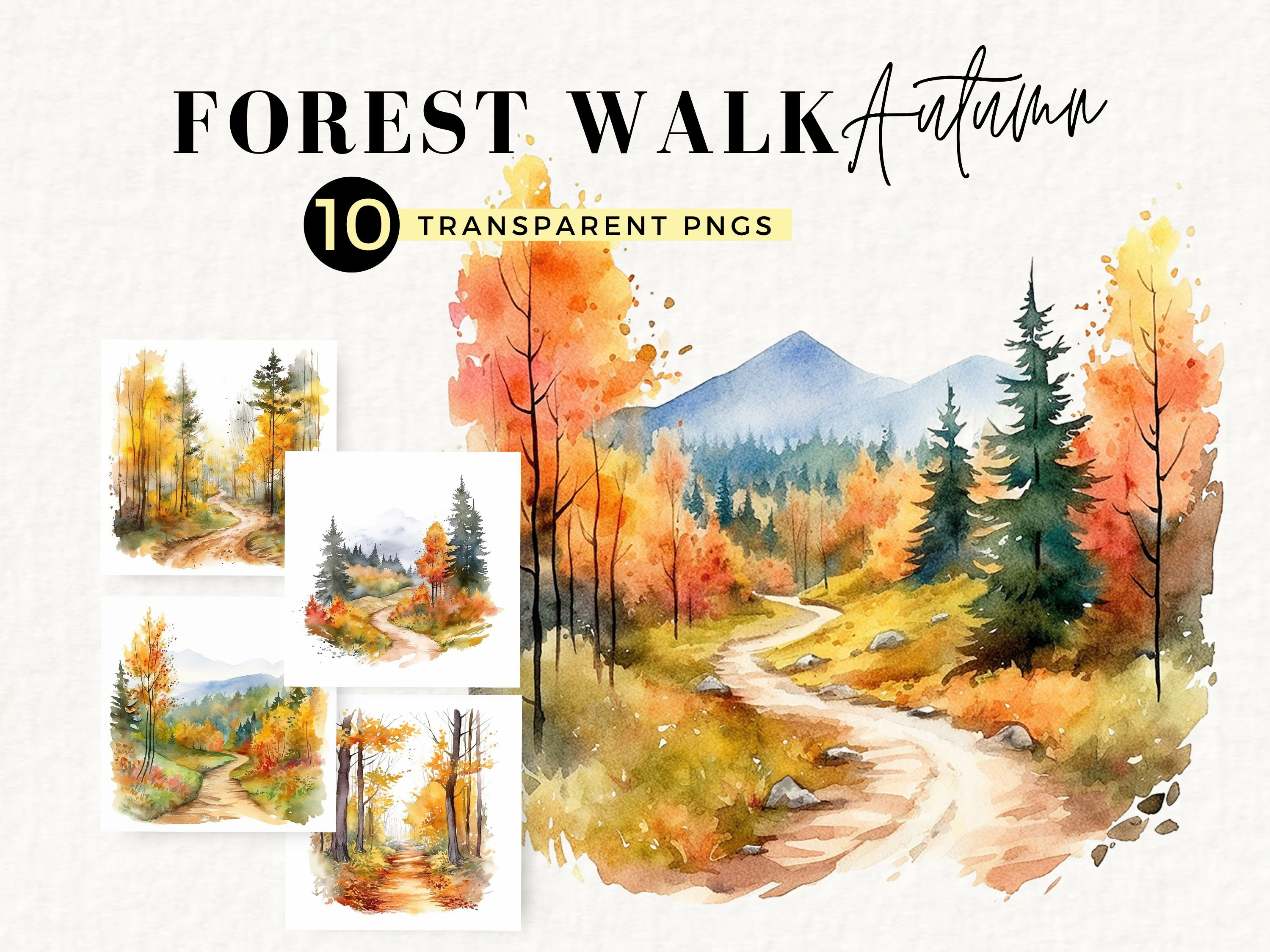 Forest Path Clipart, Fall Nature Landscape, Autumn, 10 Transparent Pngs ...