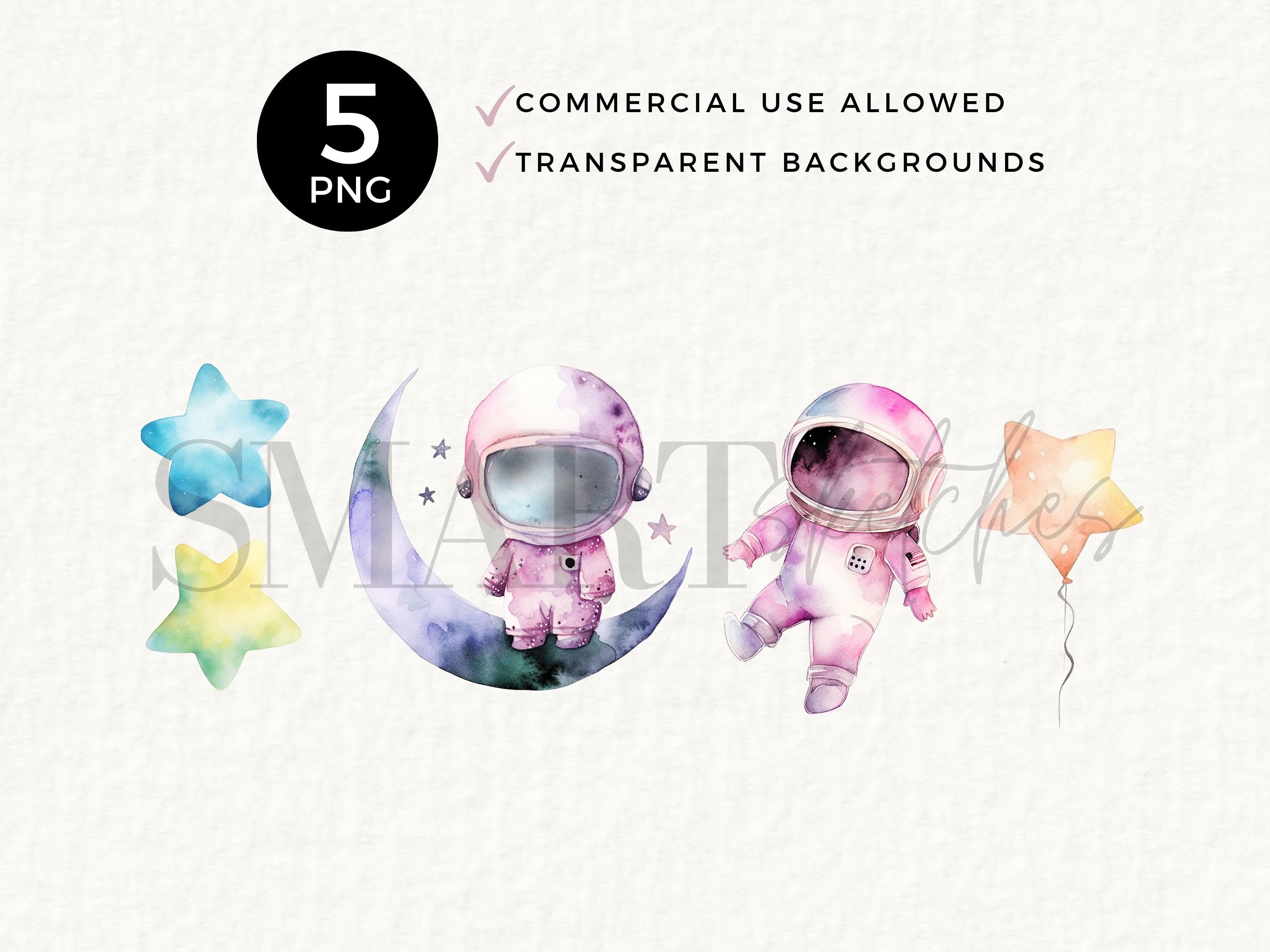 Astronaut Watercolor Clipart, Little Astronaut, Girl, Pink, Space ...