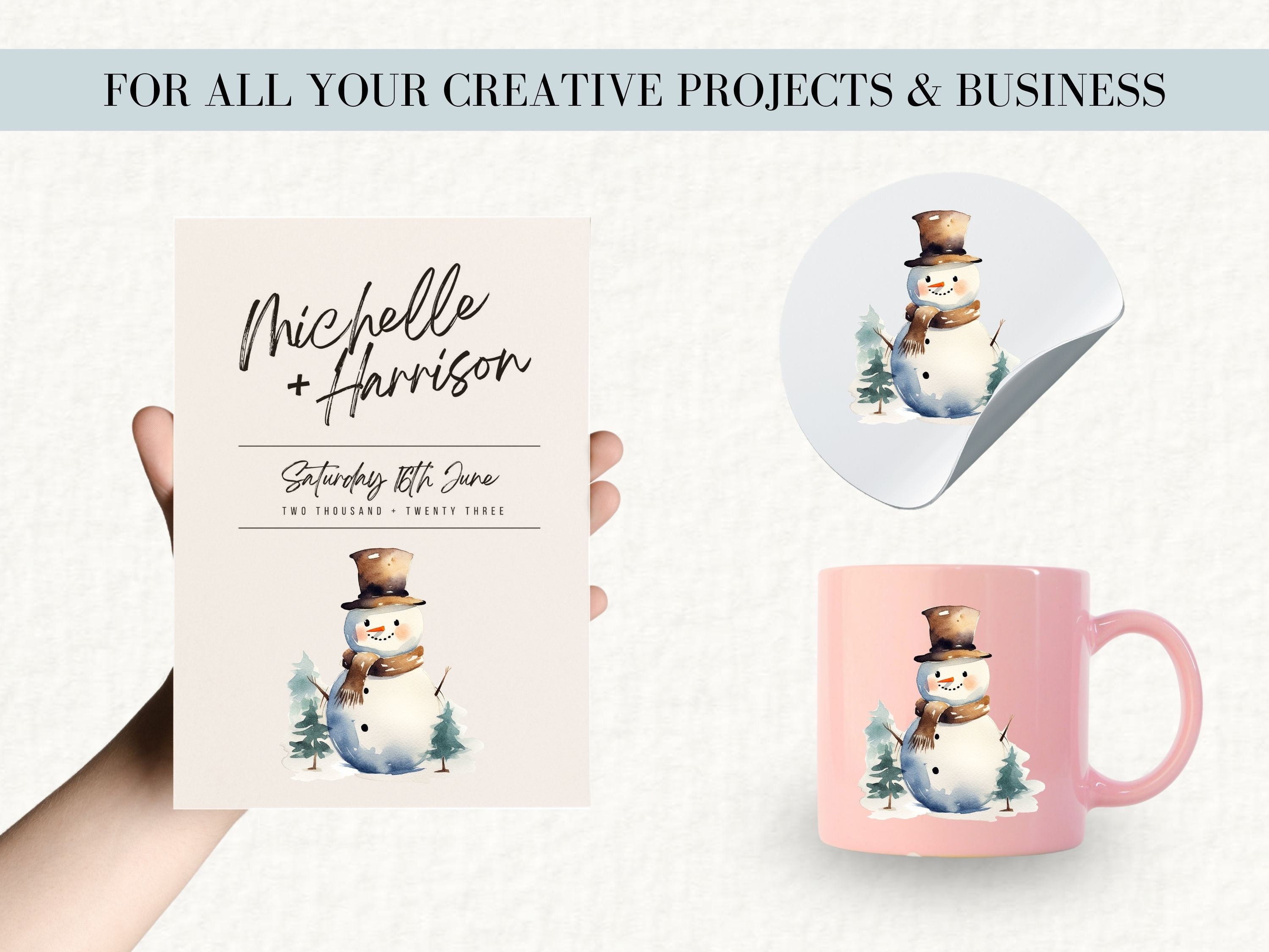Cute Printable Snowman Clipart, Christmas Bundle, PNG, Candy Cane, Xmas ...