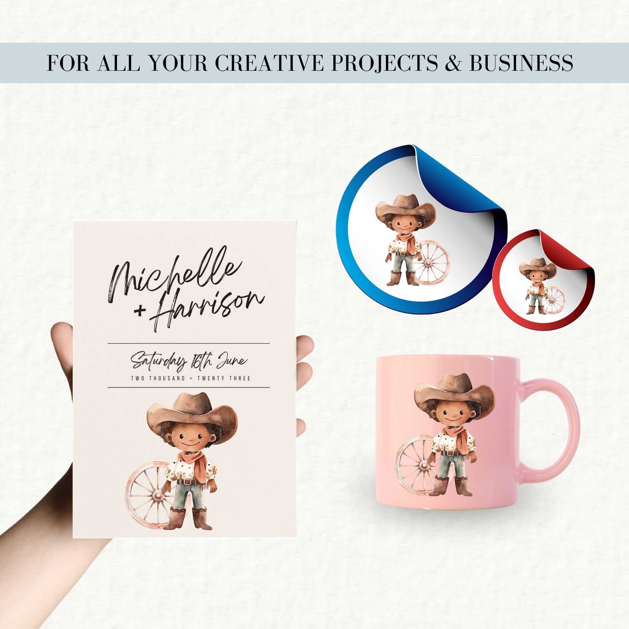 Cute Cowboy Clipart, Cowboy Boot PNG, Watercolor Western Graphics ...