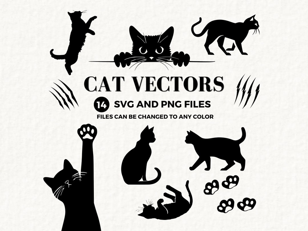 Cat Scratch SVG File, Whimsical Cat Clipart, Vector, Paw Prints, Cute ...