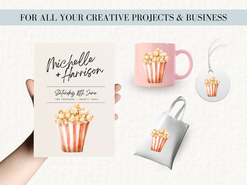 Popcorn Movie Night Clipart Poppin Cinema PNG Hollywood - Etsy