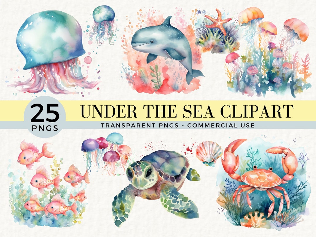 Under the Sea Clipart Bundle, Baby Shower or Nursery Wall Art Decor ...