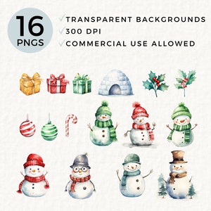 Cute Printable Snowman Clipart, Christmas Bundle, PNG, Candy Cane, Xmas ...