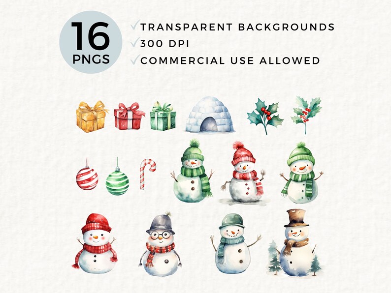 Cute Printable Snowman Clipart, Christmas Bundle, PNG, Candy Cane, Xmas ...