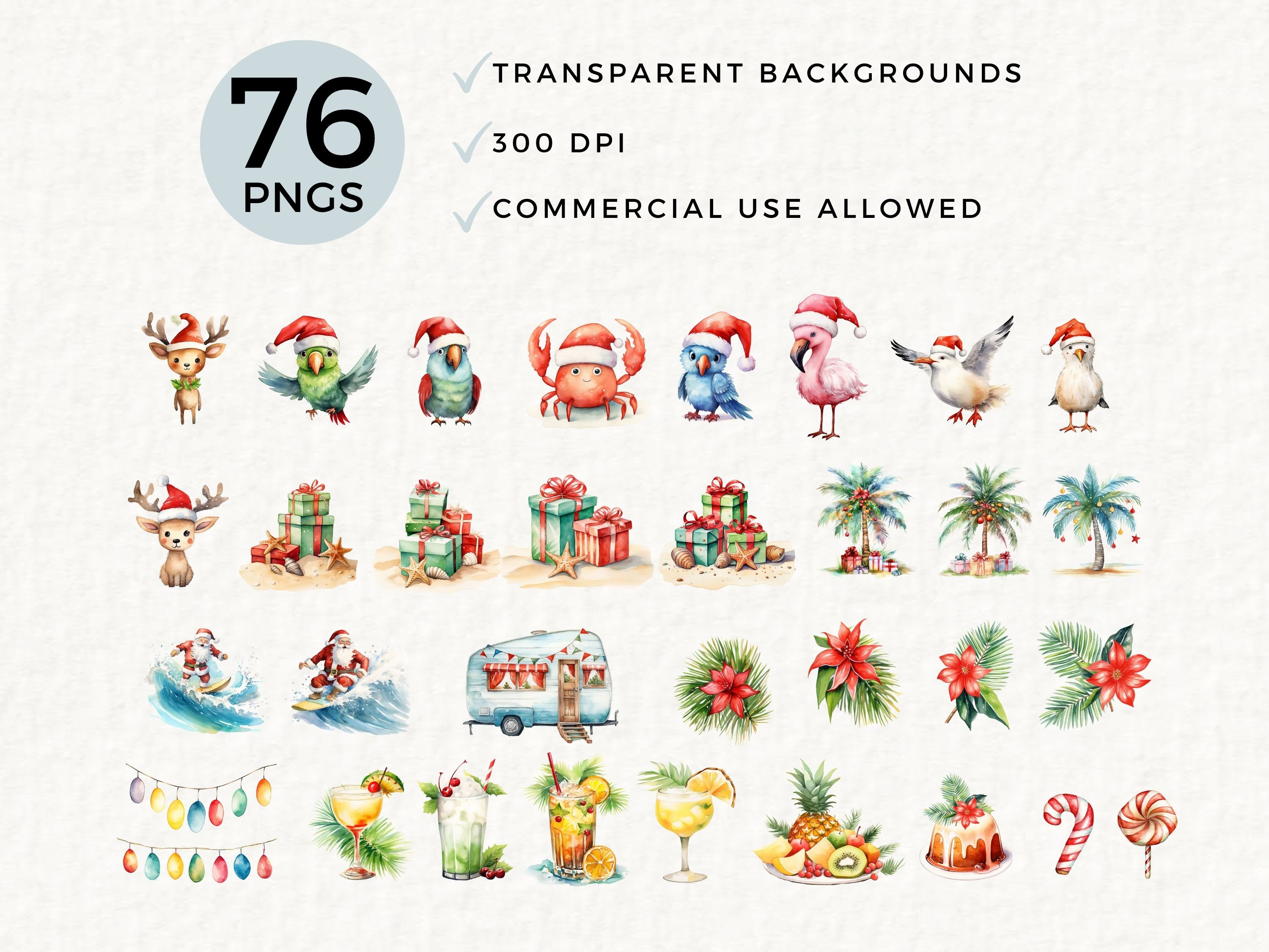 Tropical Beach Christmas Clipart Mega Bundle Xmas PNG - Etsy Australia