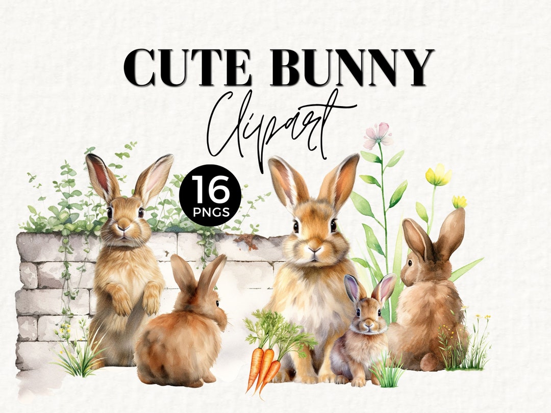 Simple Easter Bunny Clipart, Cute Baby Animals, Spring Woodland ...
