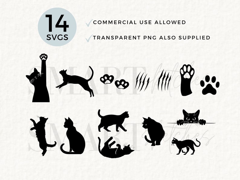 Cat Scratch SVG File, Whimsical Cat Clipart, Vector, Paw Prints, Cute ...