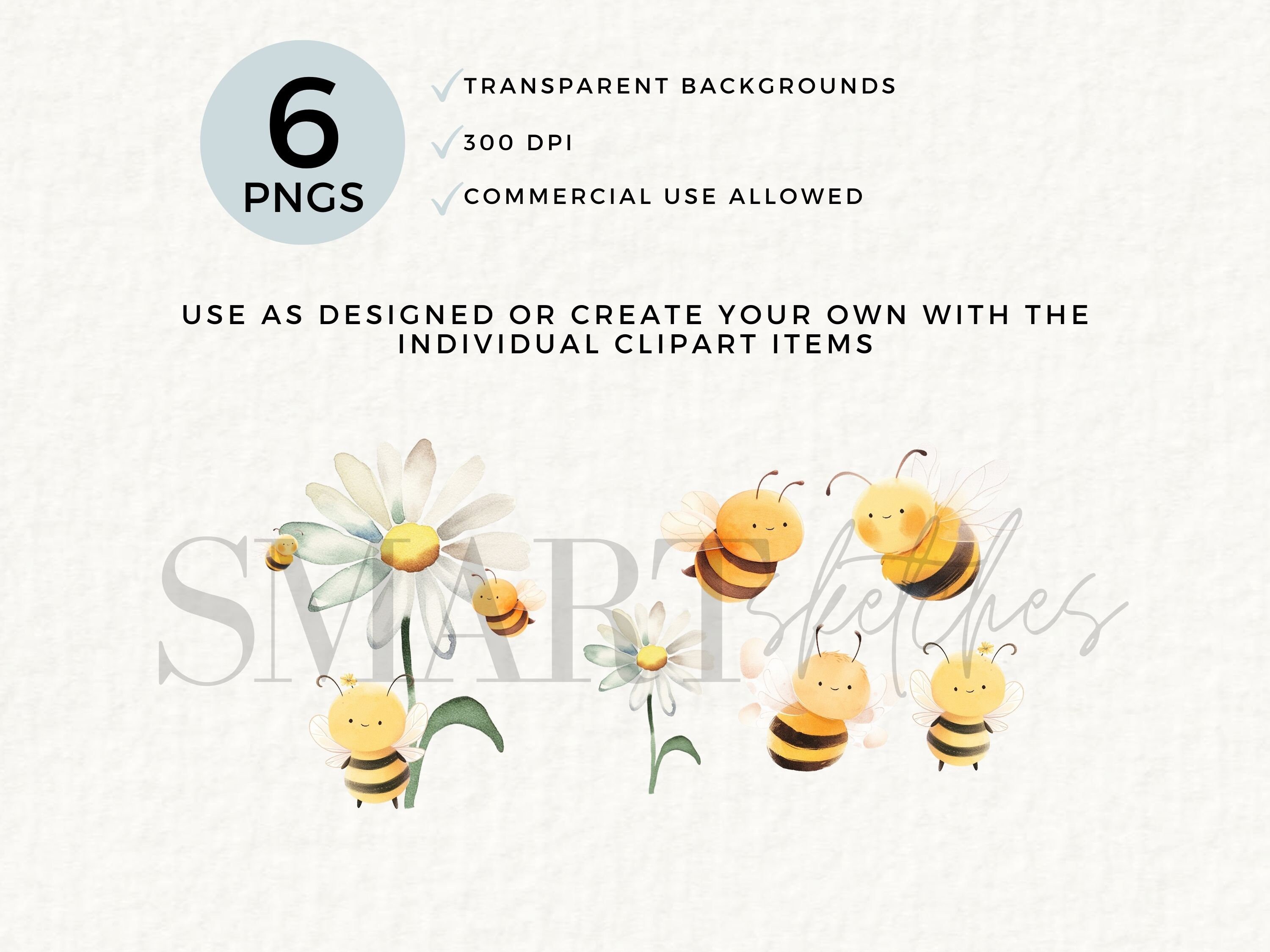 Daisy and Bee Clipart Nursery Decor Instant Download Cute - Etsy