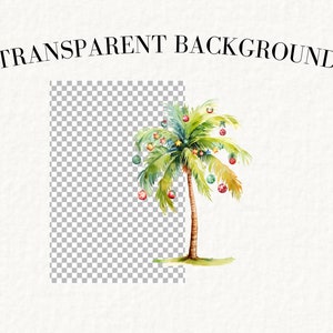 Beach Christmas Clipart, Tropical Xmas PNG, Palm Tree Watercolor ...