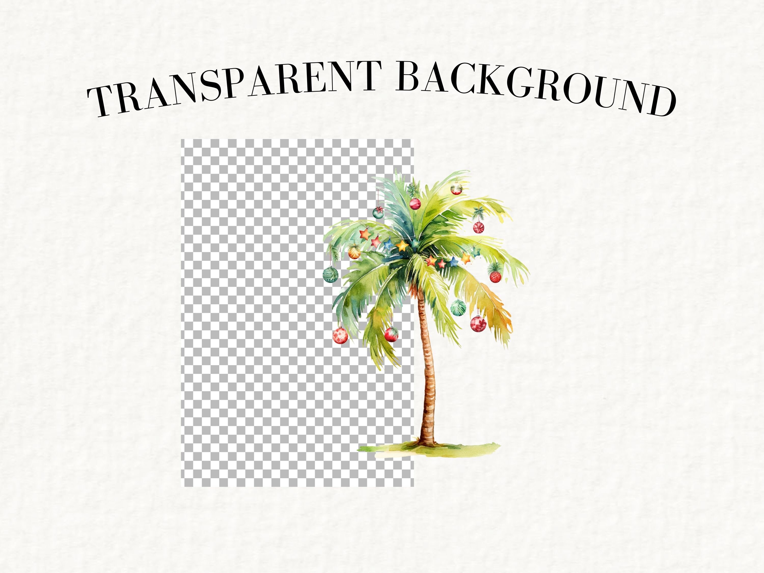 Beach Christmas Clipart, Tropical Xmas PNG, Palm Tree Watercolor ...