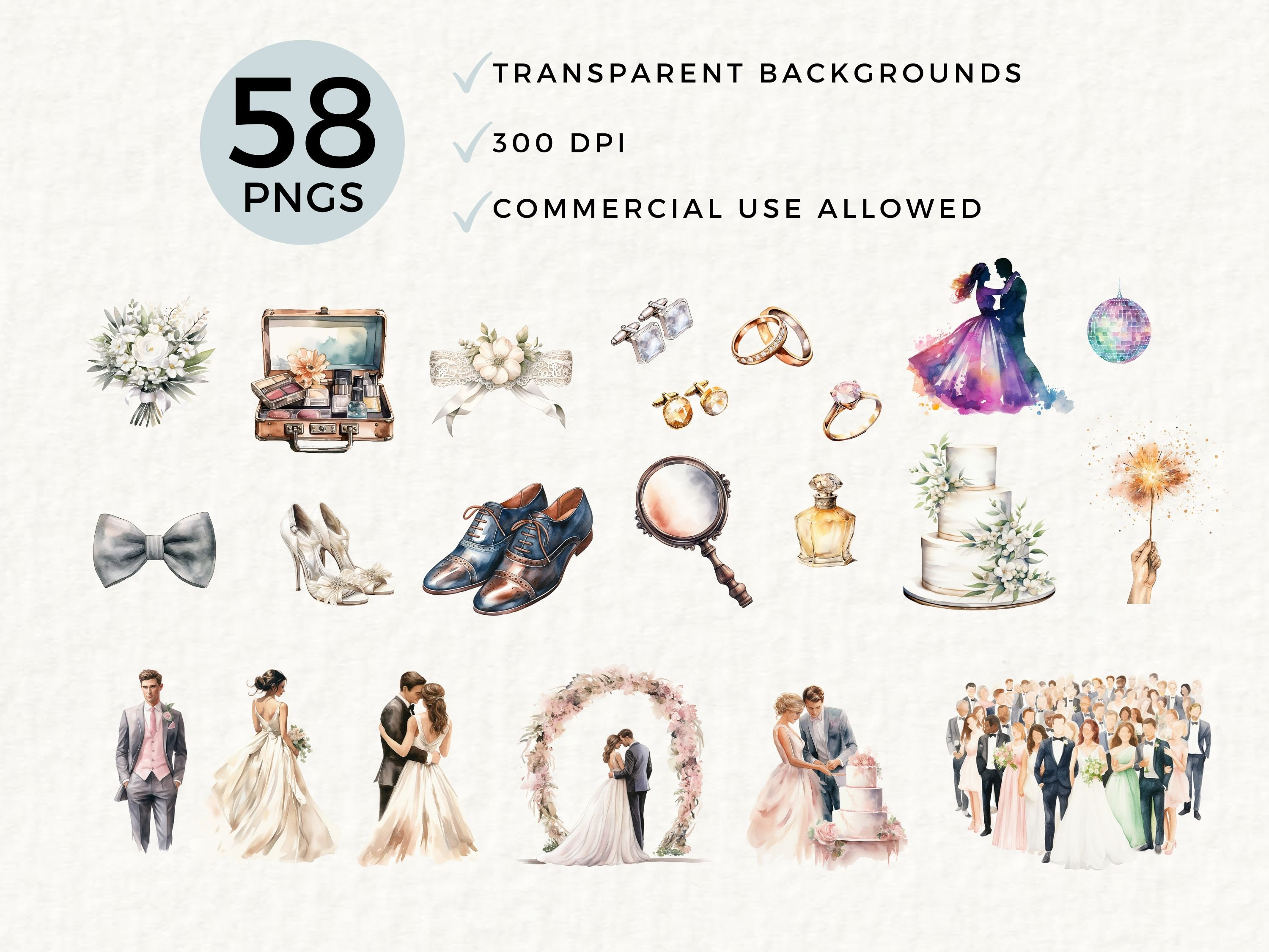 Wedding Timeline Watercolor Clipart, INSTANT DOWNLOAD, Commercial Use ...