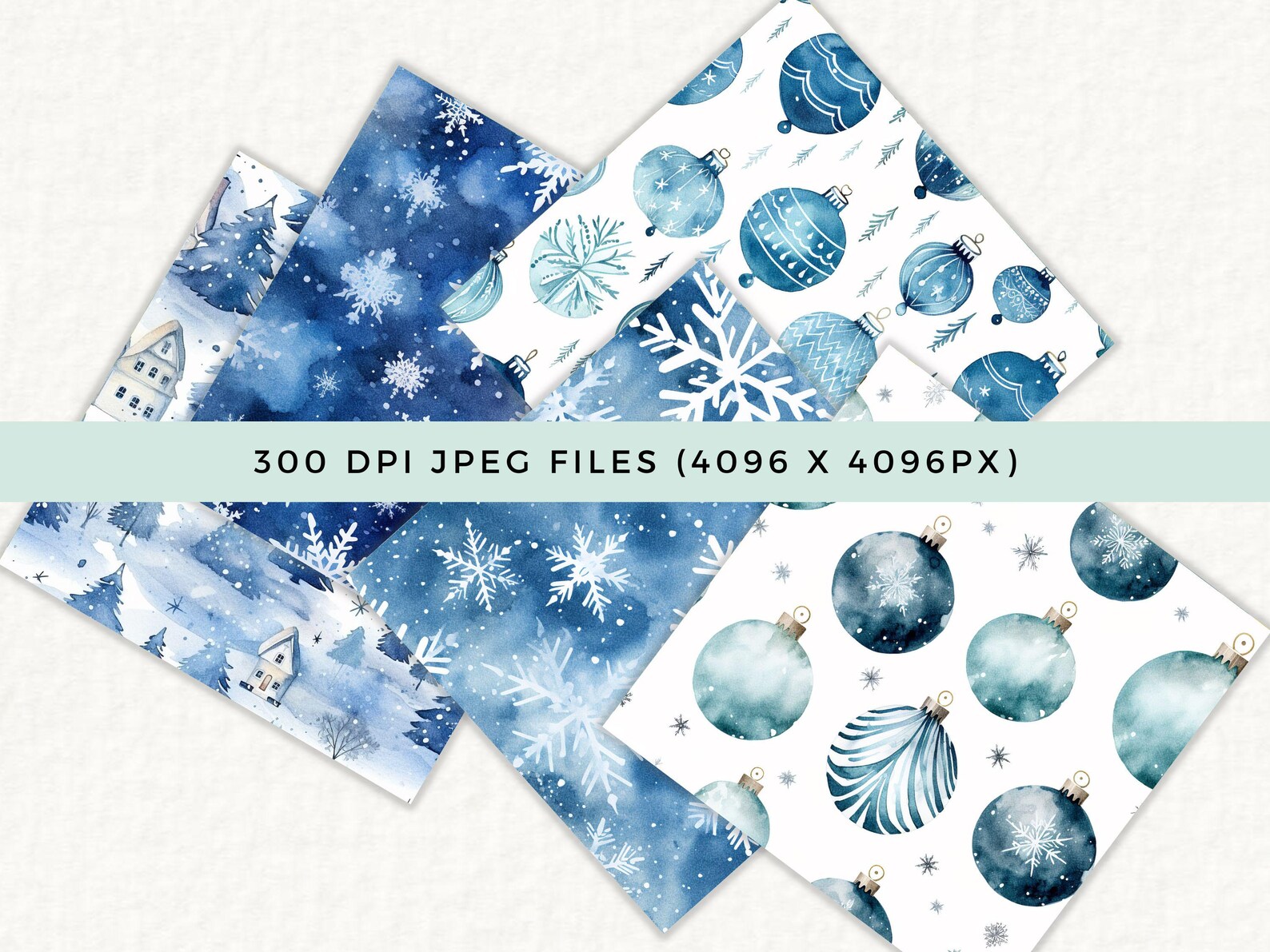 Blue Christmas Digital Paper, SEAMLESS Xmas Background, Commercial Use ...
