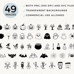 Halloween Doodles SVG Bundle, Includes PNG, Ghost Stamp Outline ...