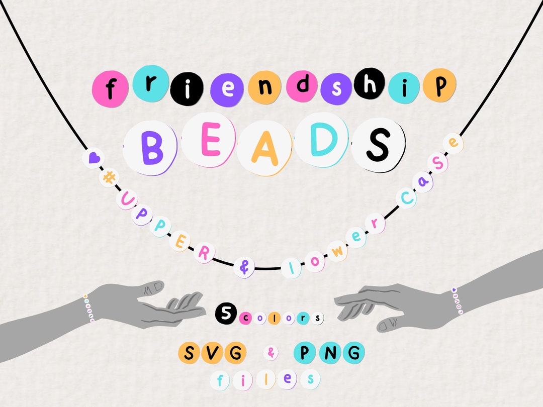 Beaded Bracelet Clipart, Round Friendship Beads SVG, Alphabet Letters ...