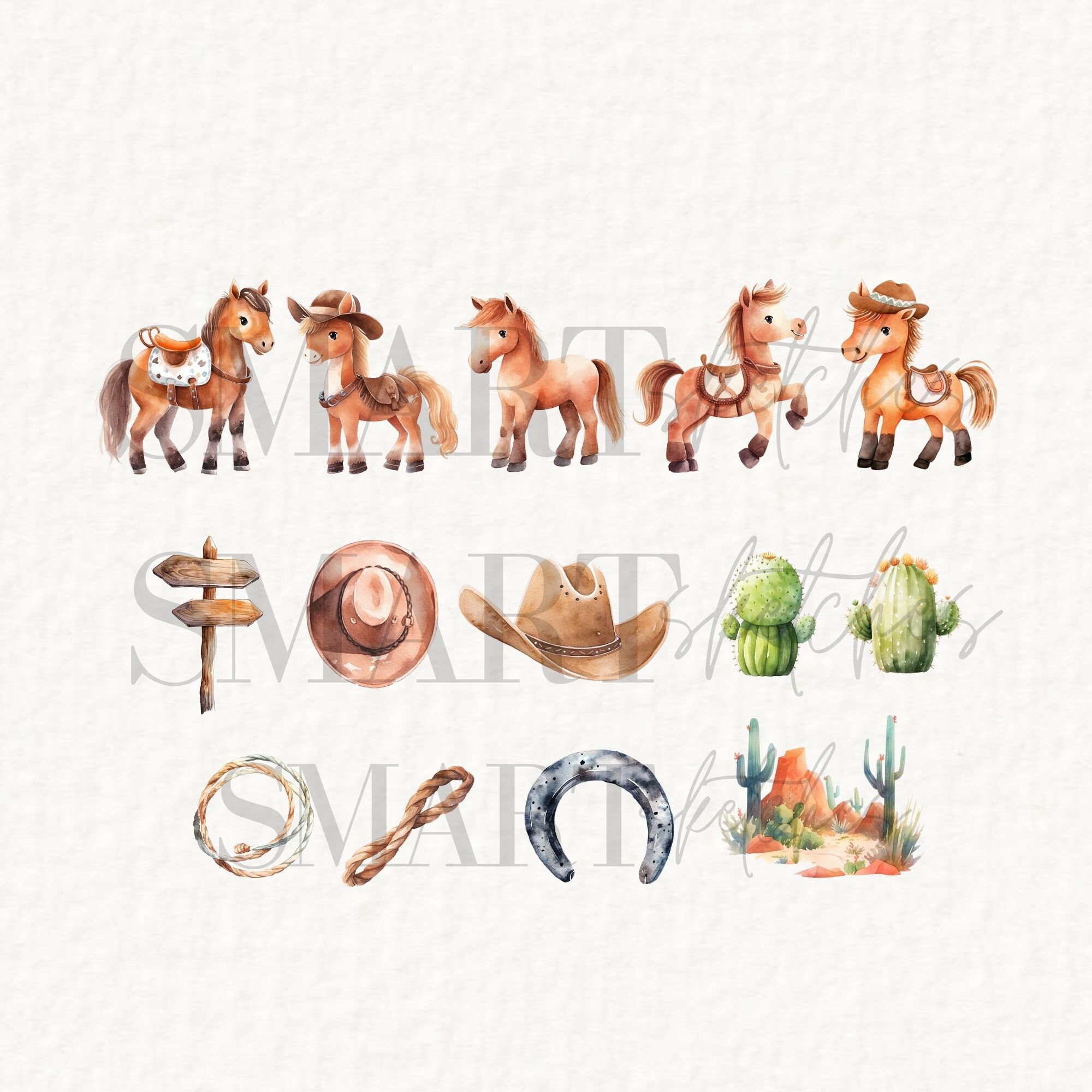 Cute Cowboy Clipart Watercolor Western Clipart Cowboy Boots - Etsy