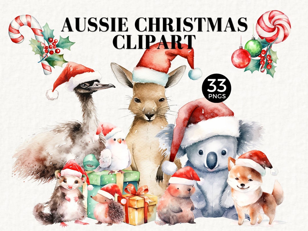 Australian Animal Christmas Clipart, Aussie, Summer, Commercial Use for ...