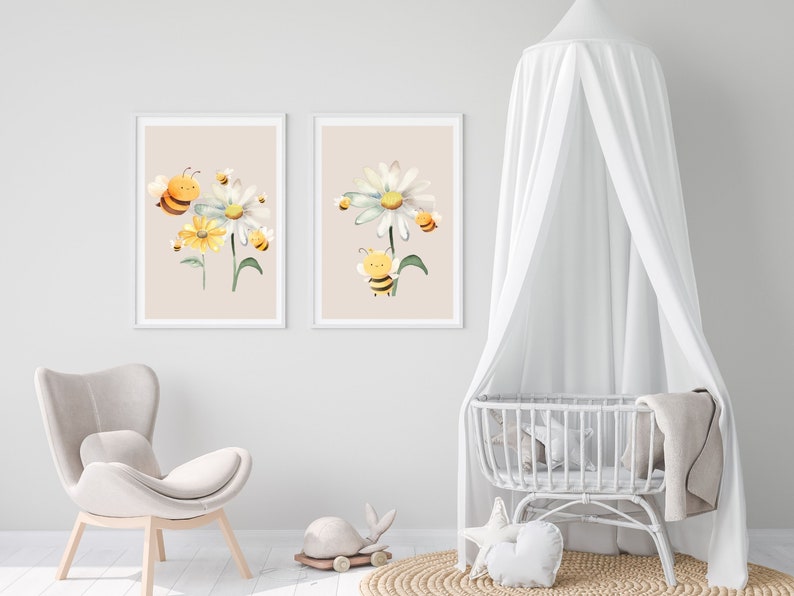 Daisy and Bee Clipart Bundle 3 Graphics Nursery Decor Cute - Etsy