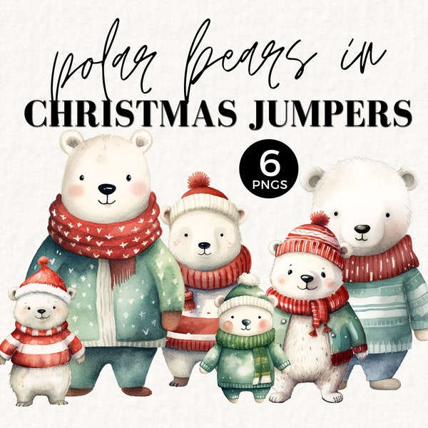 Polar Bear Winter Clipart - Etsy