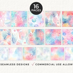 Under the Sea Digital Background, Seamless Paper, Coral and Bubbles ...