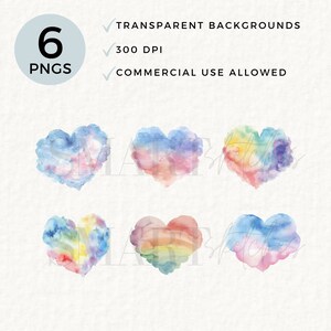 Rainbow Watercolor Heart Cloud Clipart, She's on Cloud 9 Bridal Clipart ...