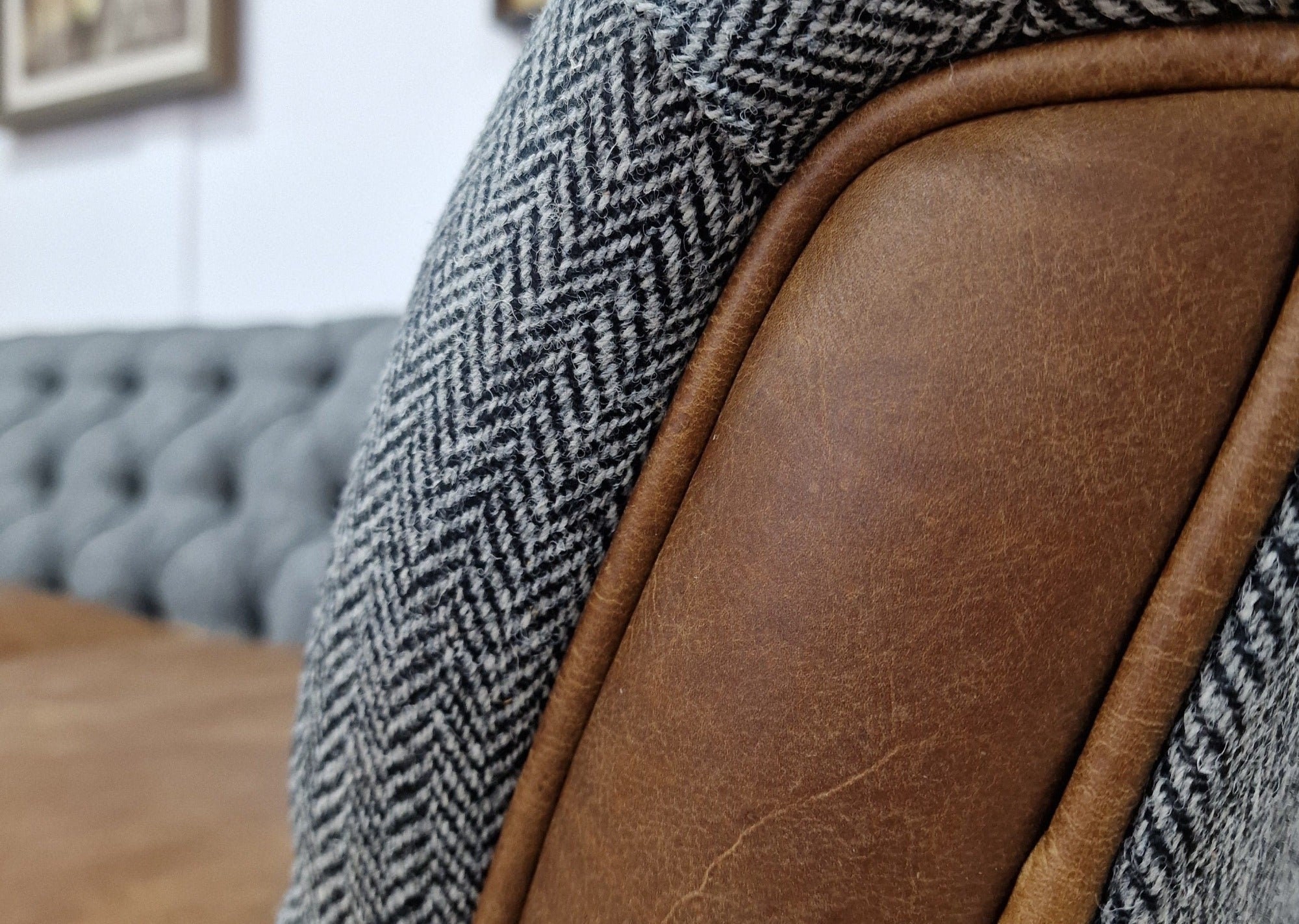 2 Seater Harris Tweed Sofa Black and Grey Herringbone Bernard - Etsy UK