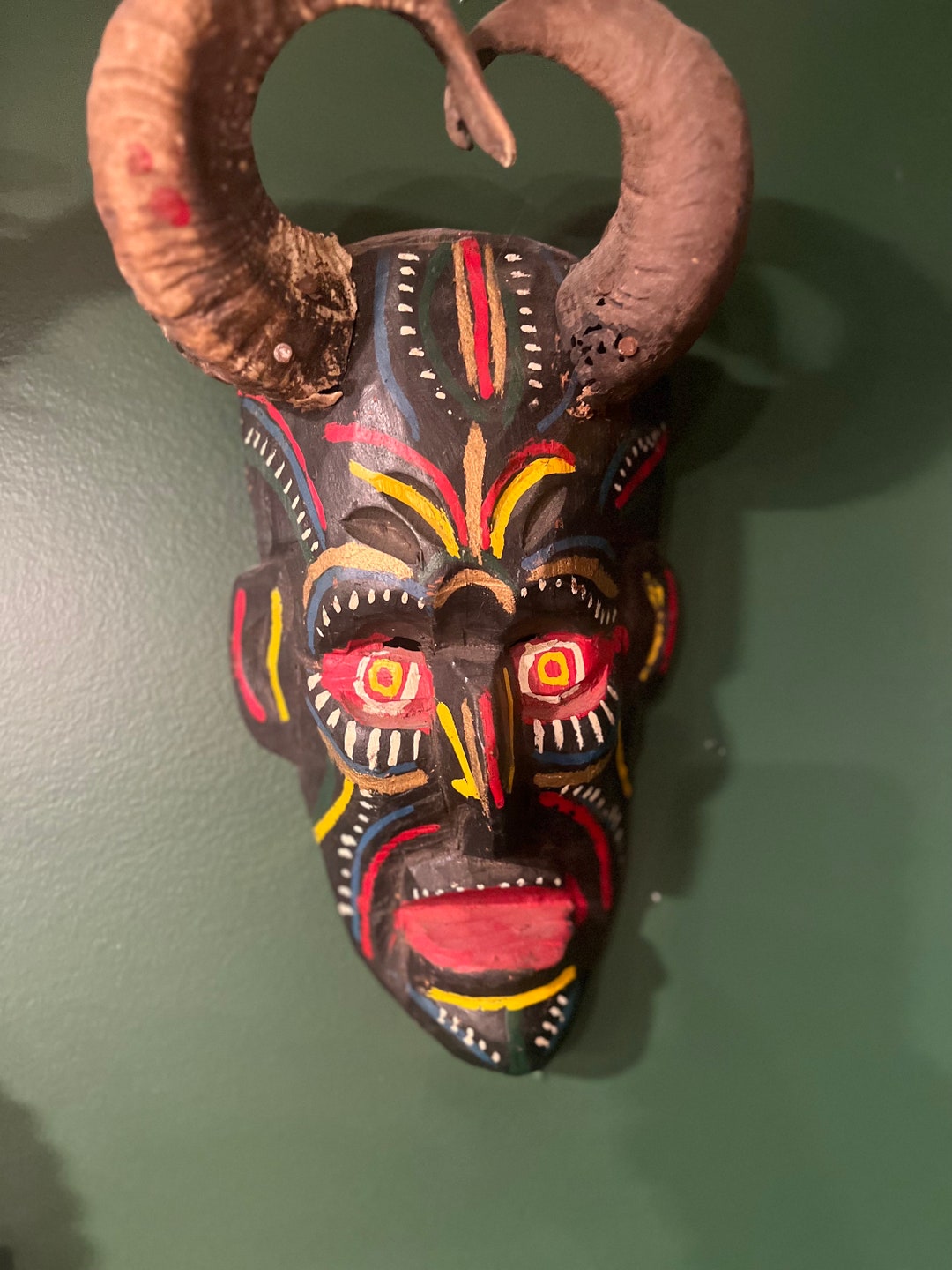 Wooden Diablo Dancing Mask. Mexican Folk Art Mask - Etsy