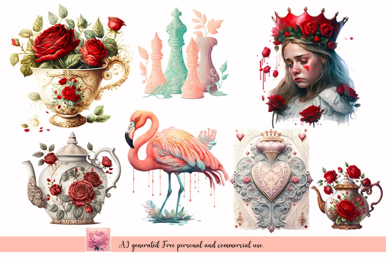 Alice in Wonderland Clipart Bundle, Png Transparent Background, 300 Dpi ...