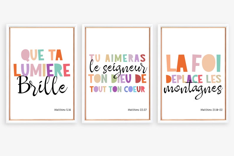 French Bible Verse Decorative Poster Christian Wall Art Baby - Etsy