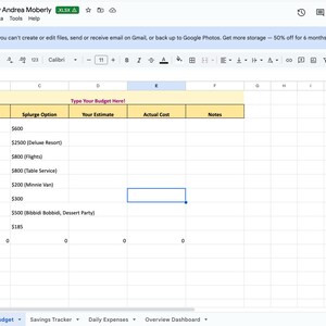 Disney Trip Budget Spreadsheet for Moms | Google Sheets Planner - Etsy