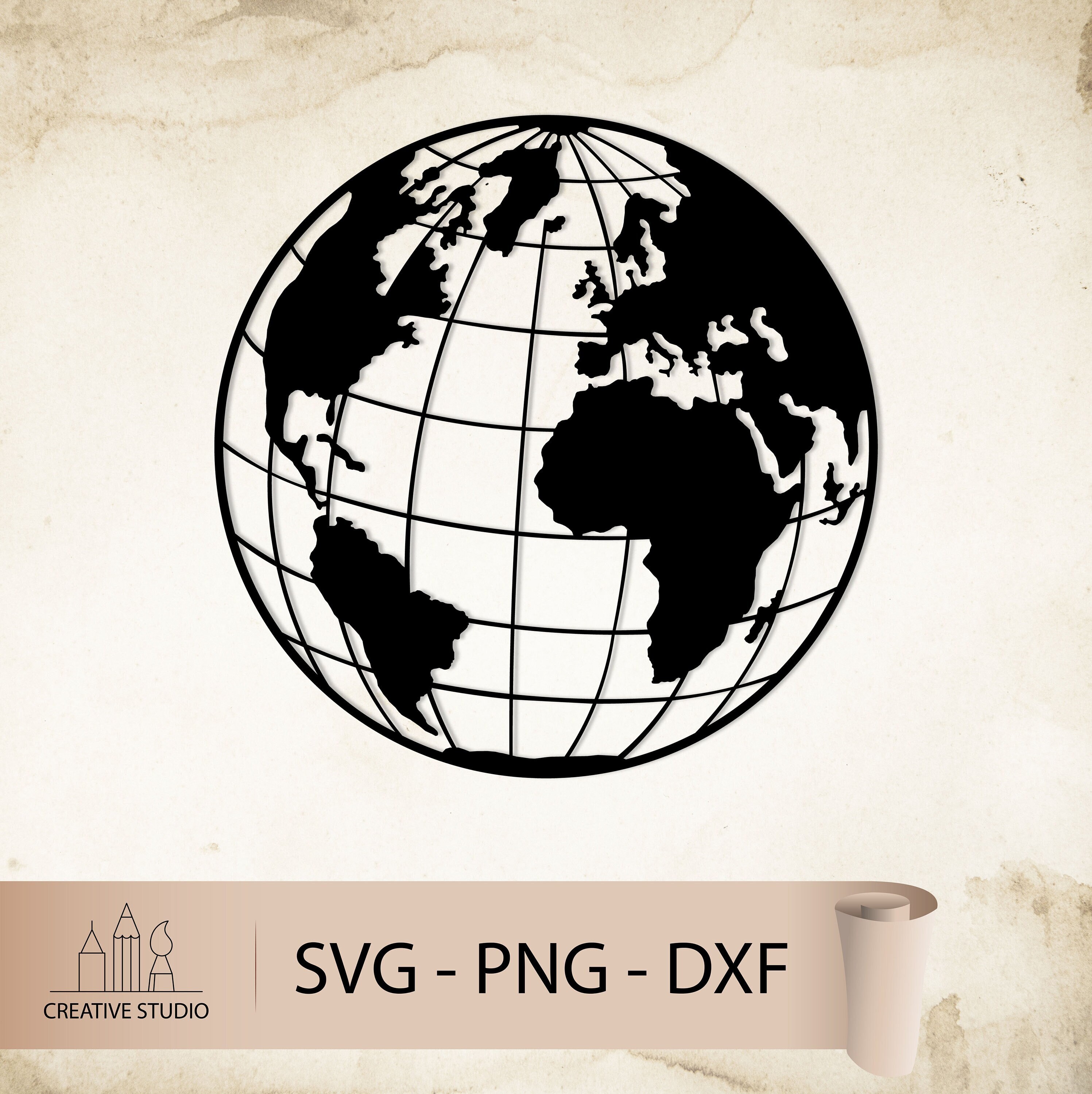 World Map Globe Svg Filedxf Filelaser Cut Filecnc Route, 55% OFF