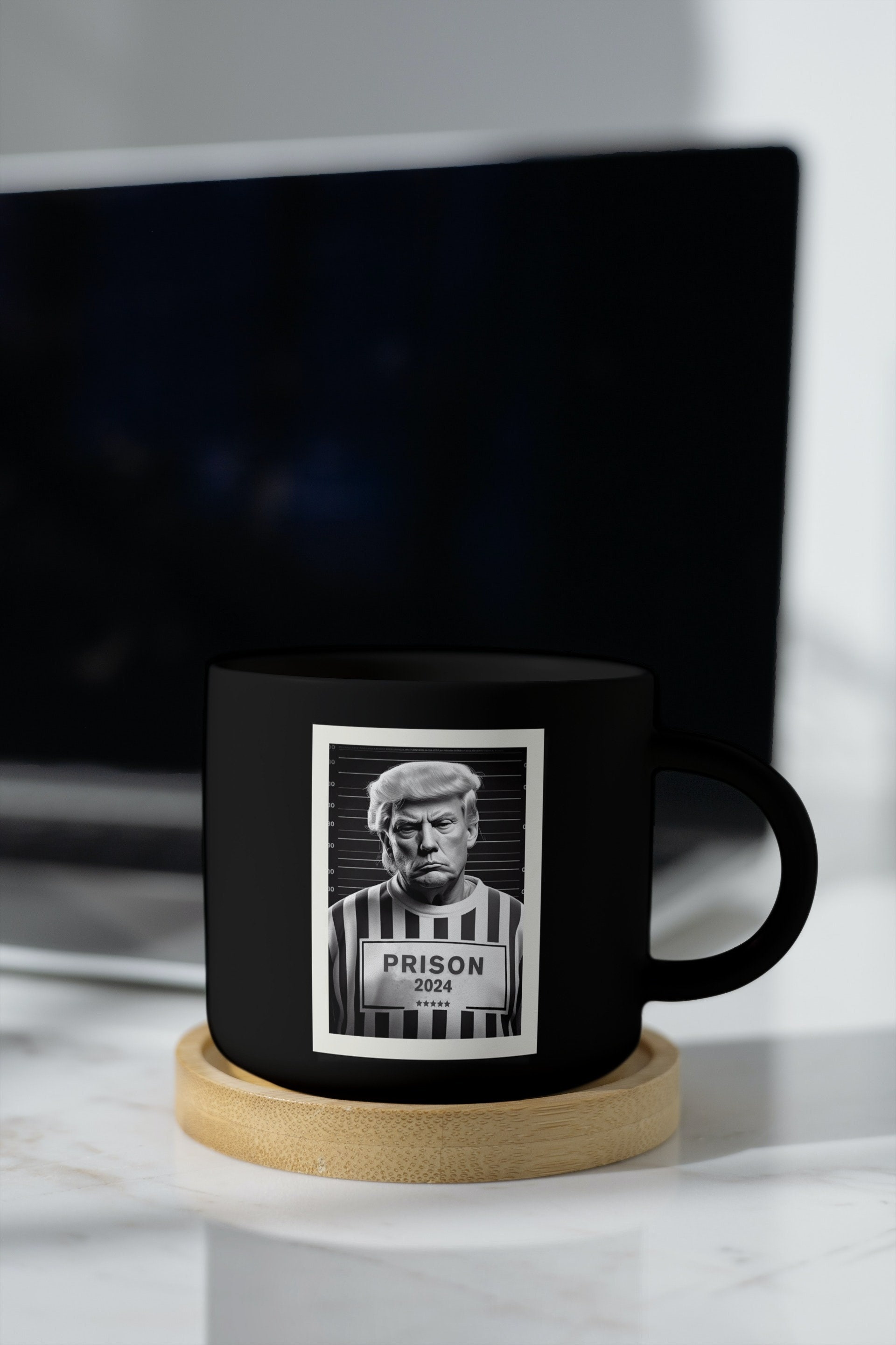 Prison Mug-shot Donald Trump 2024, Black Glossy Mug sold by Annmarie ...