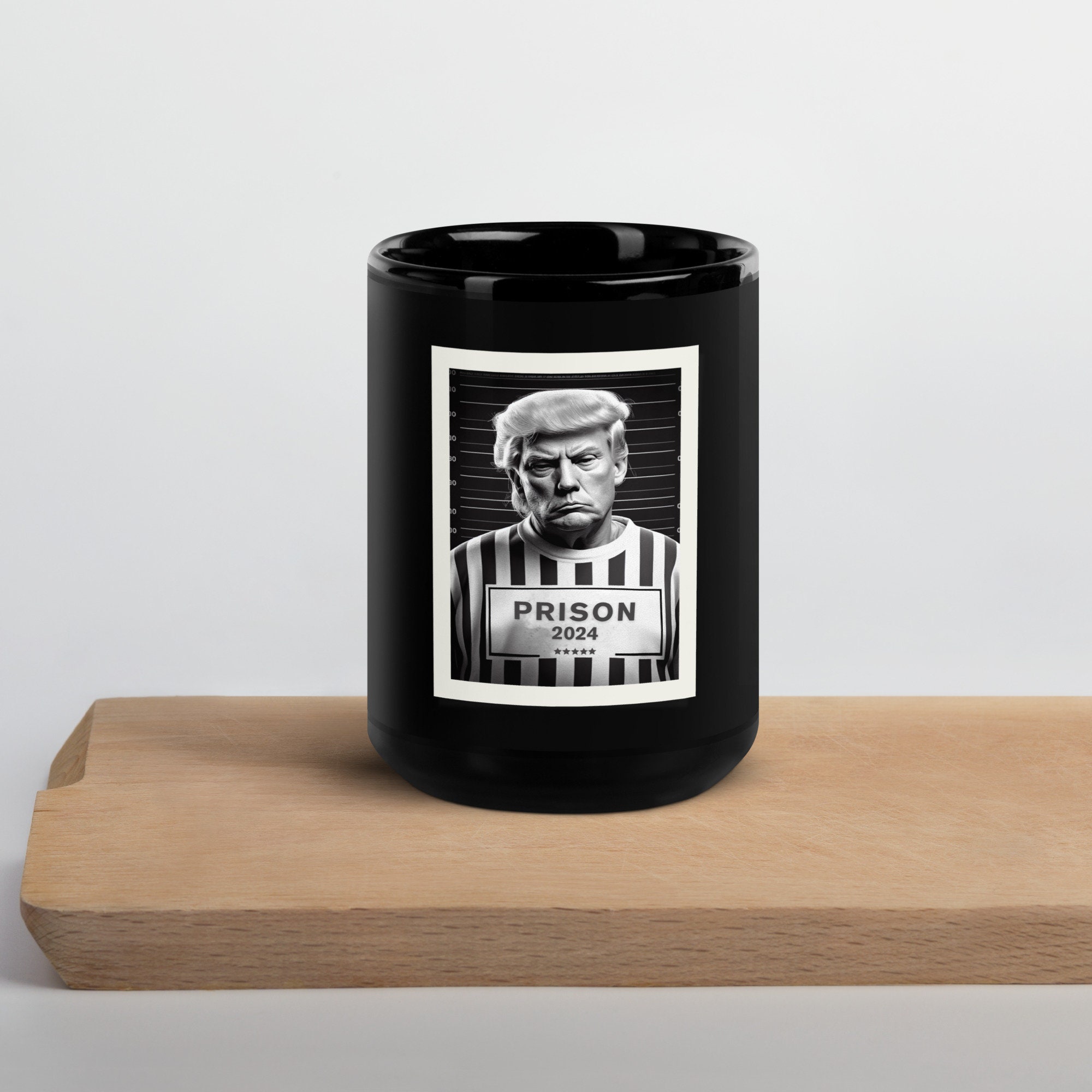Prison Mug-shot Donald Trump 2024, Black Glossy Mug sold by Annmarie ...