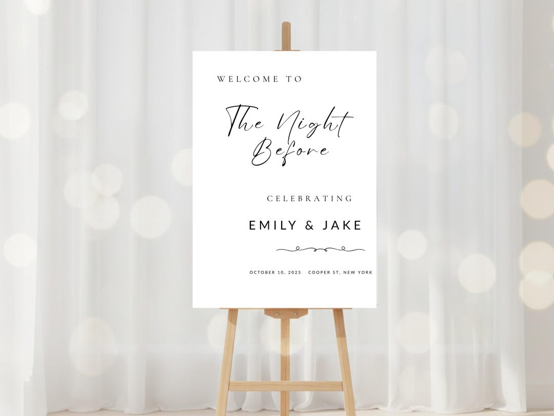 Rehearsal Dinner Sign Template, the Night Before Welcome Sign ...