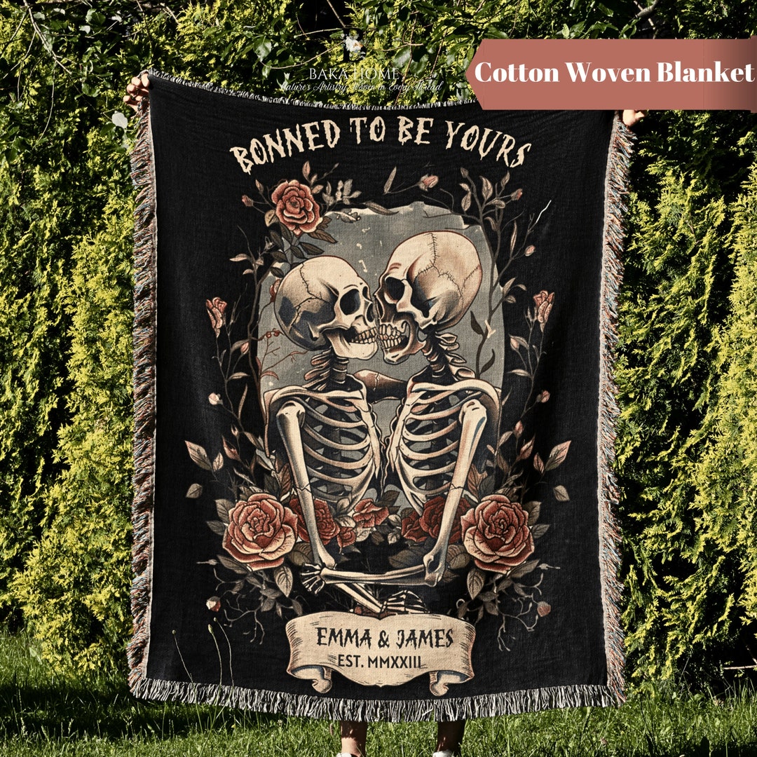 New Custom Couple Personalized Skeleton Woven Blanket for Couples ...