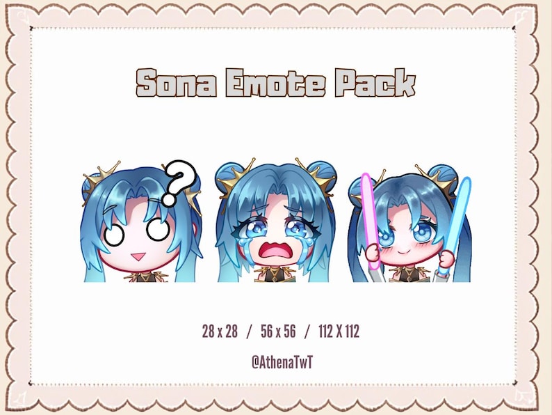 Sona Emotes (3 Pack) | Valorant Emotes | Youtube, Discord, Kick | Cute ...
