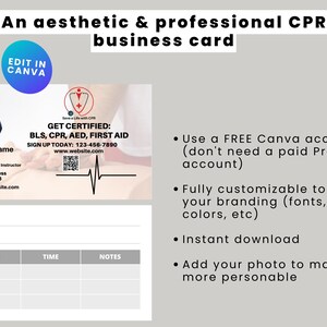 CPR Instructor Business Card Template, BLS Training (canva, Instant ...