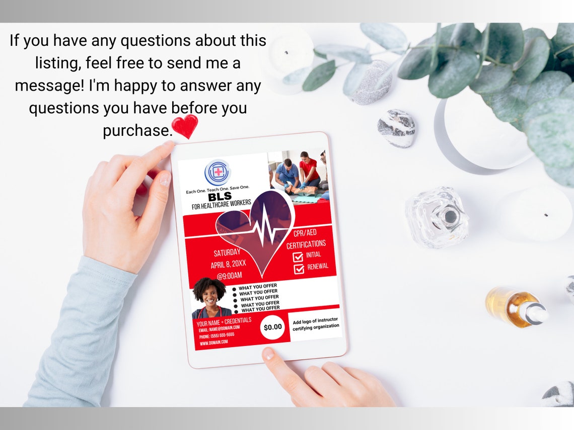 BLS CPR Flyer Template Training Certification Marketing for Cpr ...