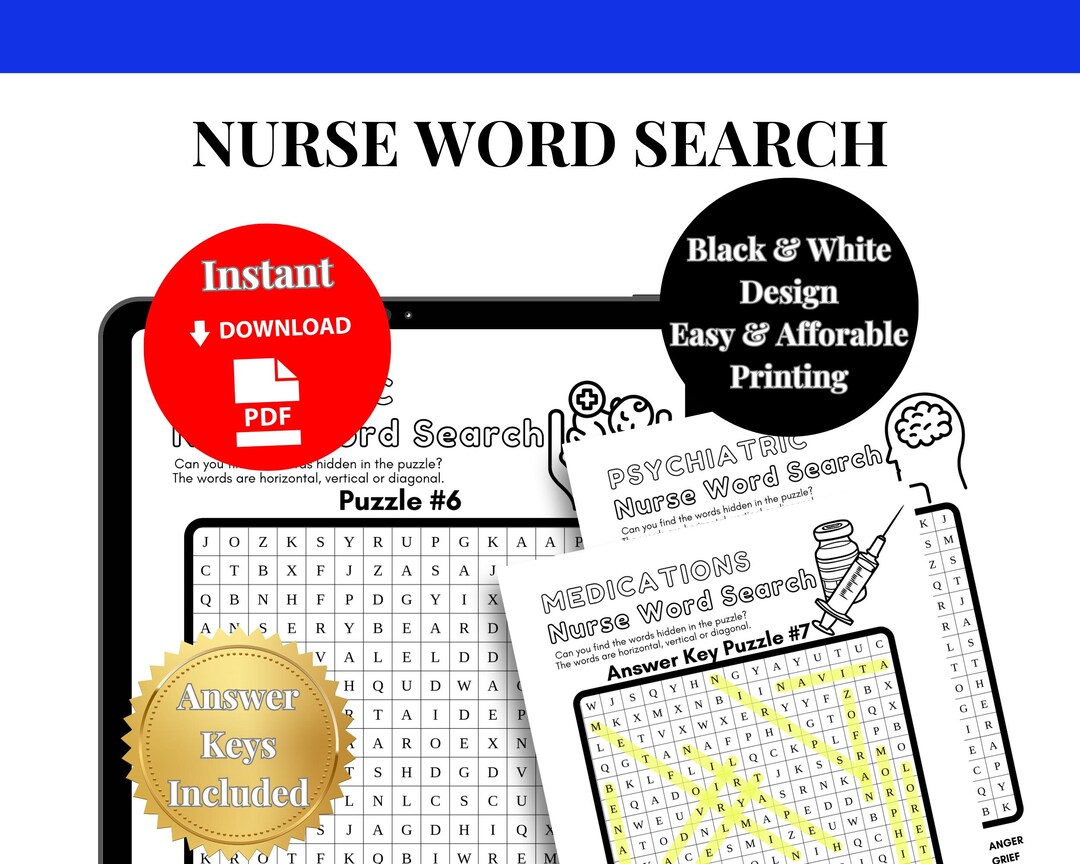 Nurses Week Word Search Puzzle Bundle, Nurse Party Games, Medical ...