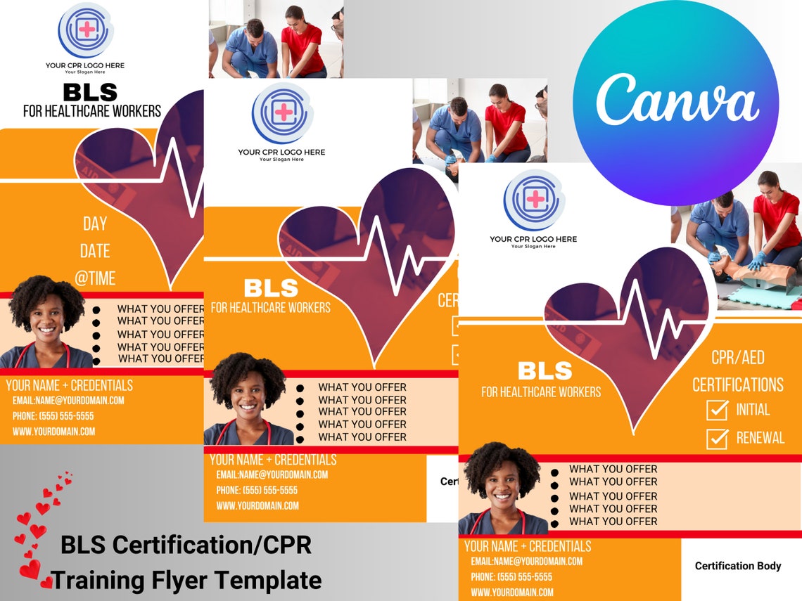 BLS CPR Flyer Template Training Certification Marketing for Cpr ...