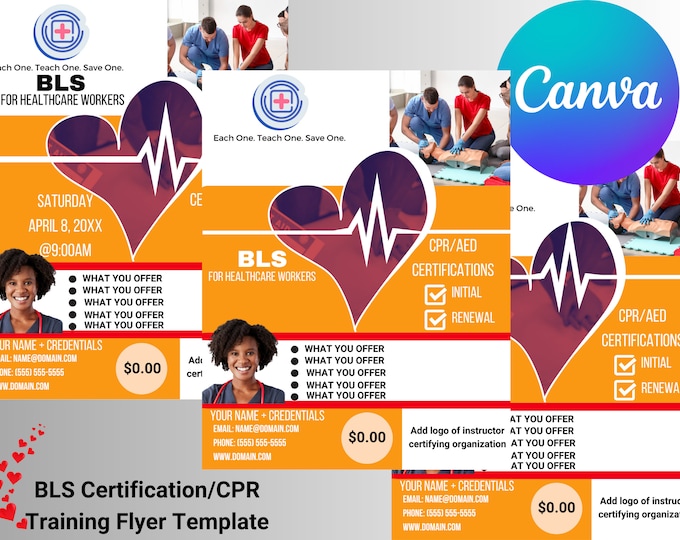 CPR Flyer Template Canva, First Aid Training Flyer, CPR Training Poster ...