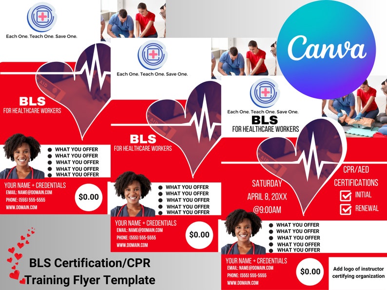 BLS CPR Flyer Template Training Certification Marketing for Cpr ...